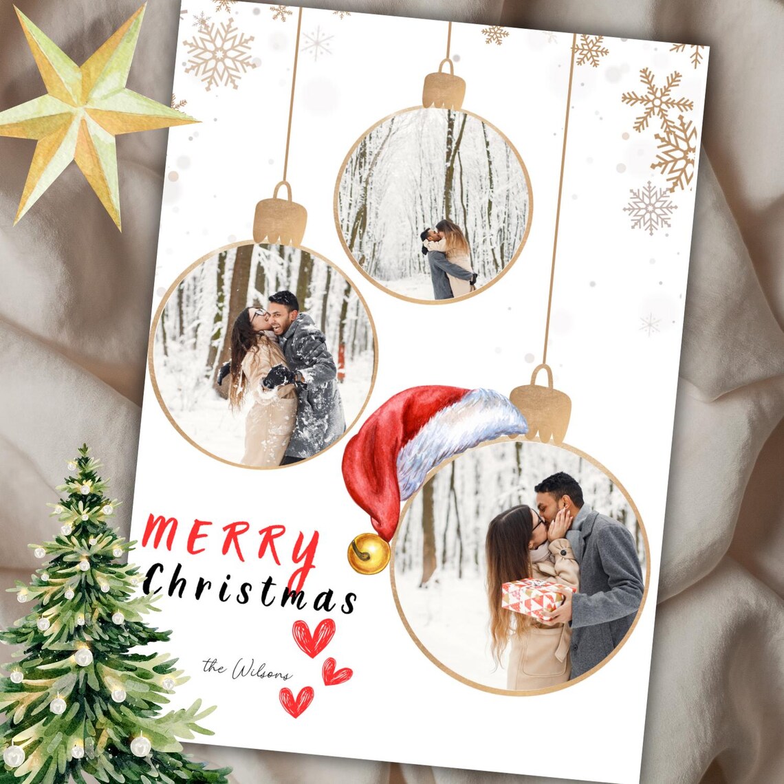 Christmas Family Collage Card Personalized Holiday Ornament Card Custom ...