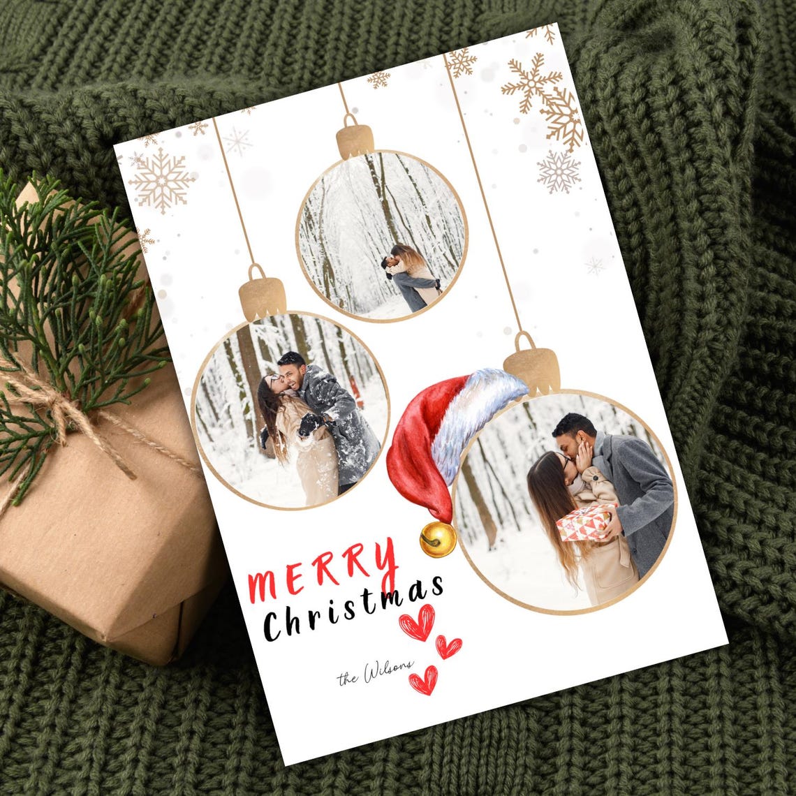 Christmas Family Collage Card Personalized Holiday Ornament Card Custom ...