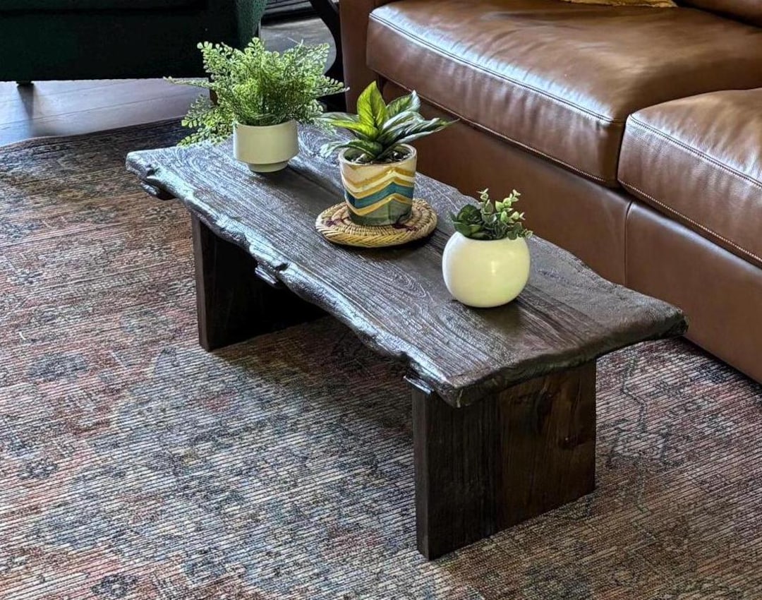 Reclaimed Dark Brown Coffee Table • Handmade Live Edge Wood Furniture ...