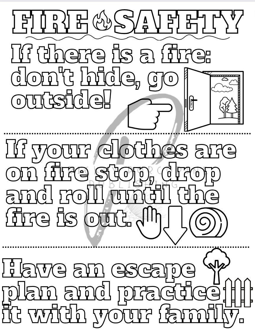 Fire Safety Coloring Page - Etsy
