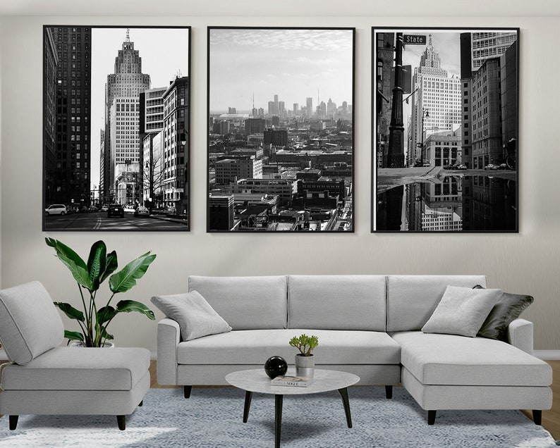 Detroit Wall Art, Detroit Set of 3 Posters, Framed Wall Art, Detroit ...