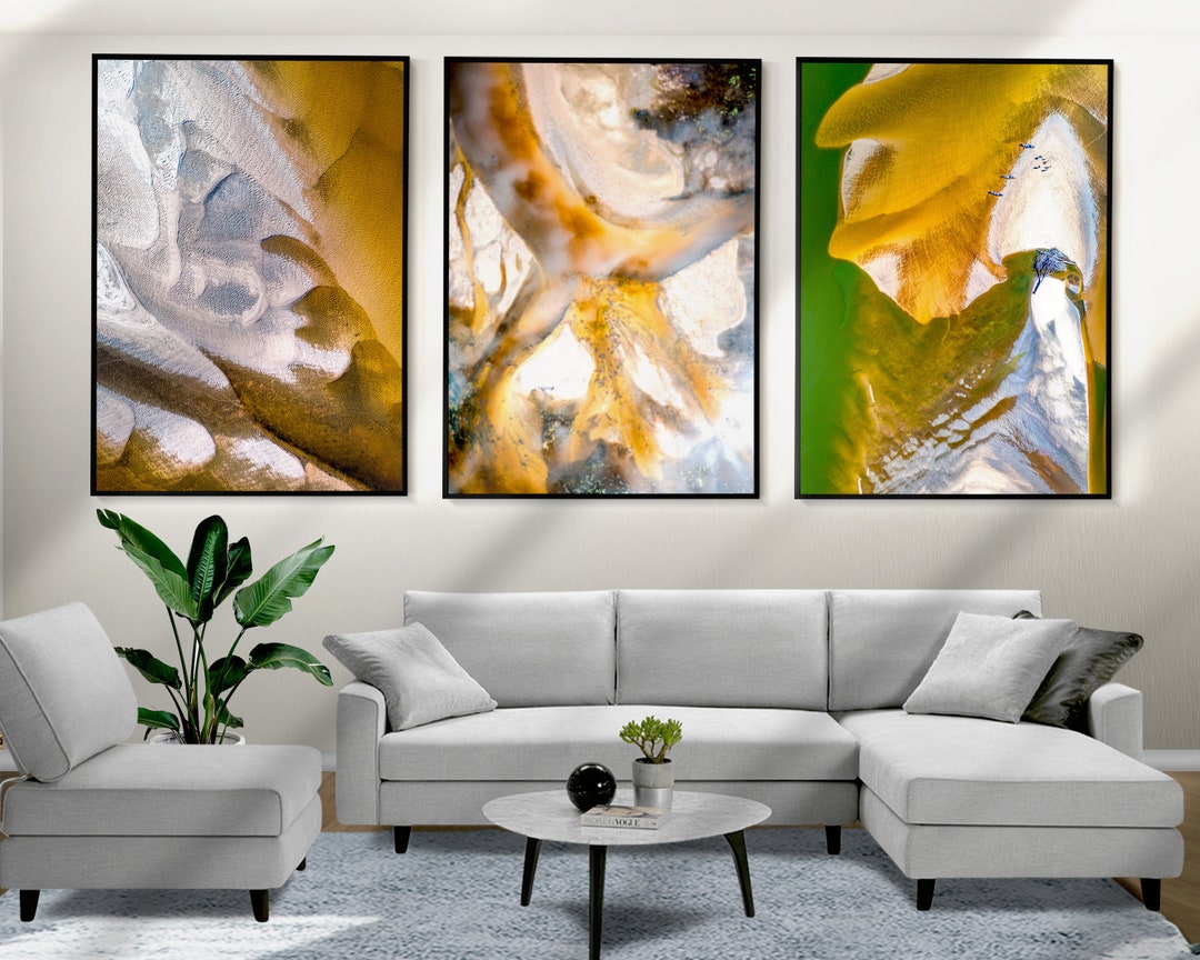 Aerial Set of 3 Posters, Aerial Photography, Ocean, Sand, Framed Wall ...