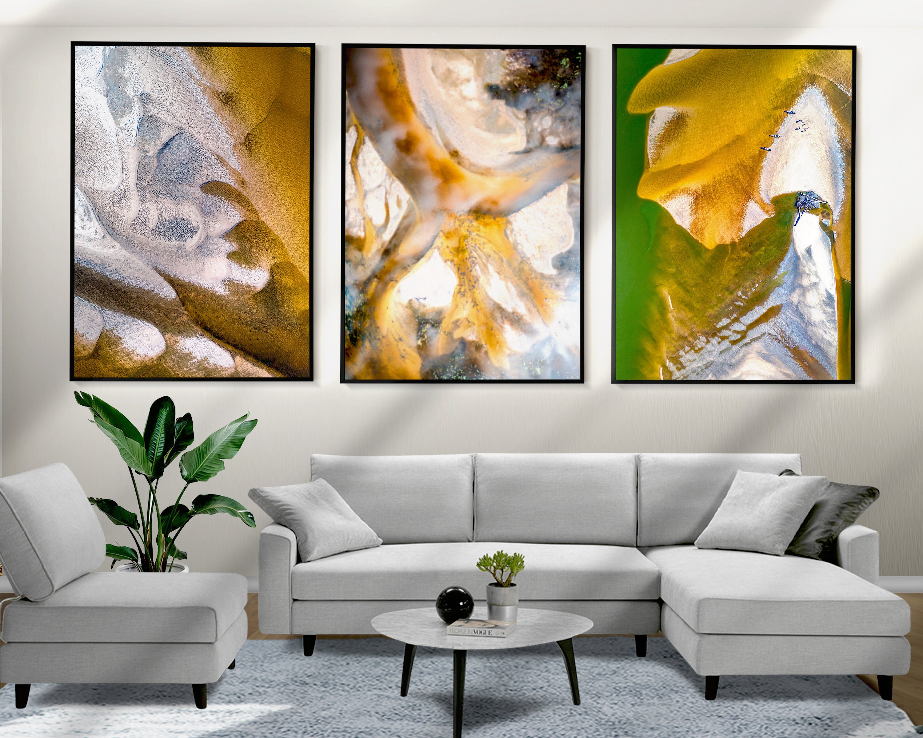Aerial Set of 3 Posters, Aerial Photography, Ocean, Sand, Framed Wall ...