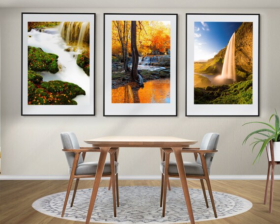 Waterfalls Set of 3 Posters Forest Waterfall Framed Wall | Etsy