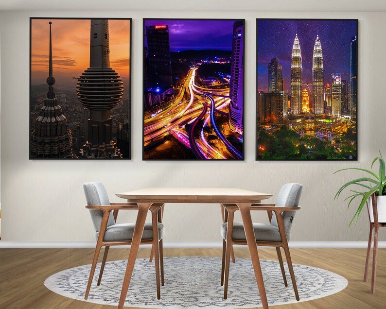 Kuala Lumpur Wall Art, Malaysia Set of 3 Posters, Malaysia Wall Art ...