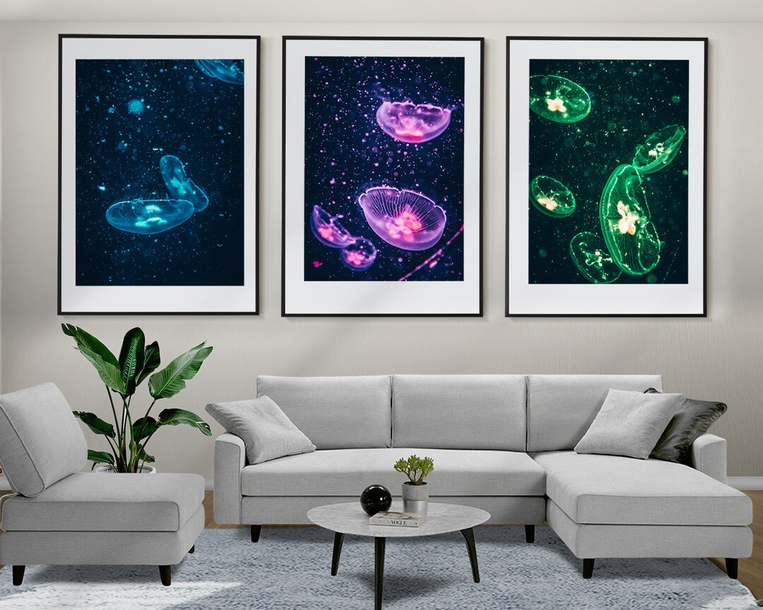 Jellyfish Set of 3 Posters, Underwater Wall Art, Jellyfish Prints ...