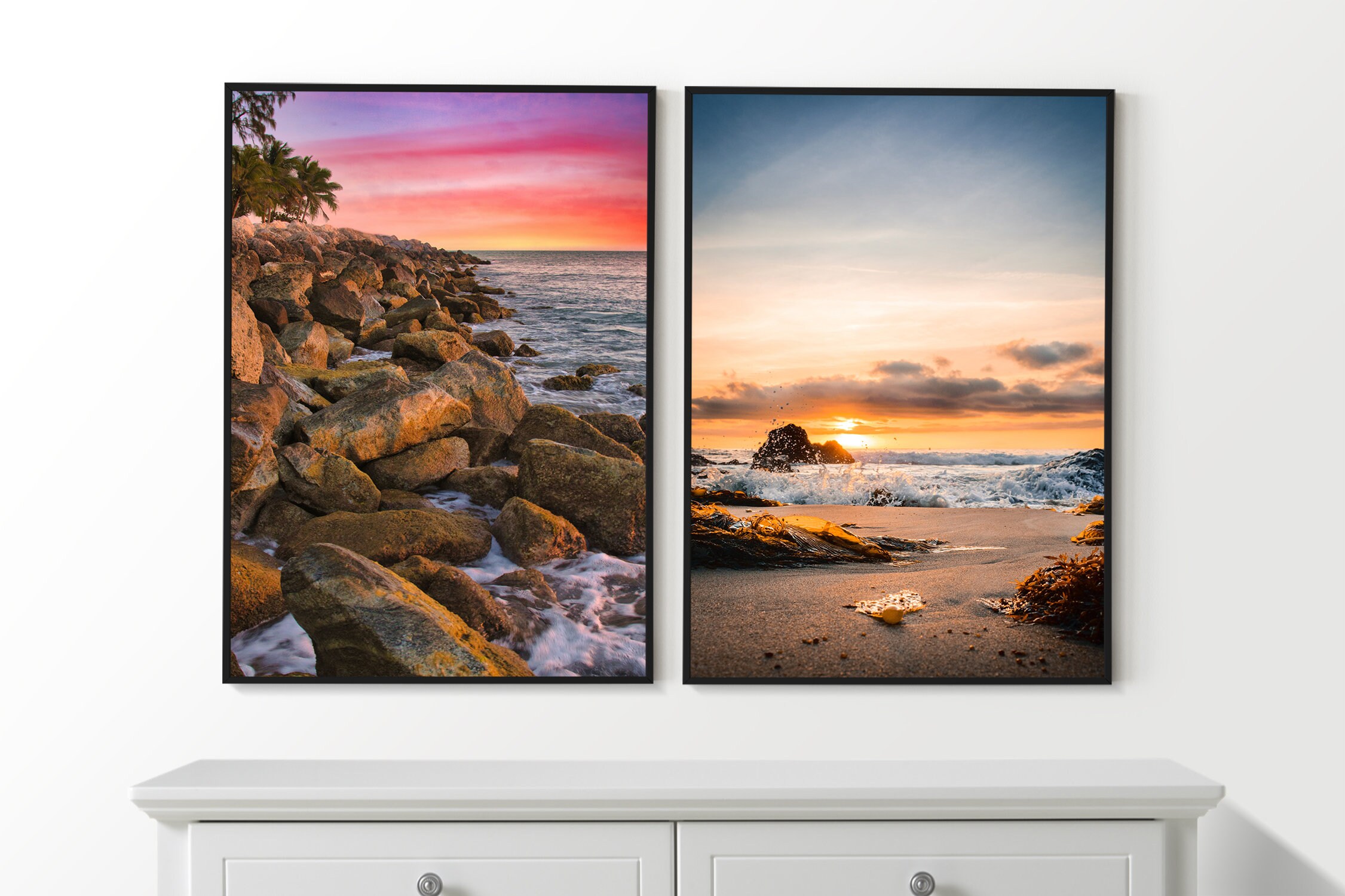 Ocean Wall Art, Sea Shore Set of 2 Posters, Ocean Prints, Framed Wall ...