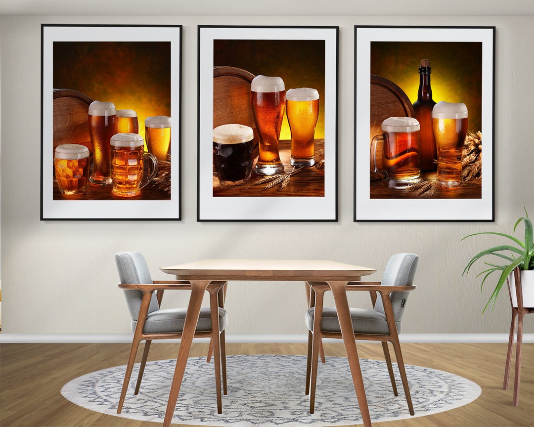 Beer Wall Art, Beer Set of 3 Posters, Beer Prints, Framed Wall Art ...