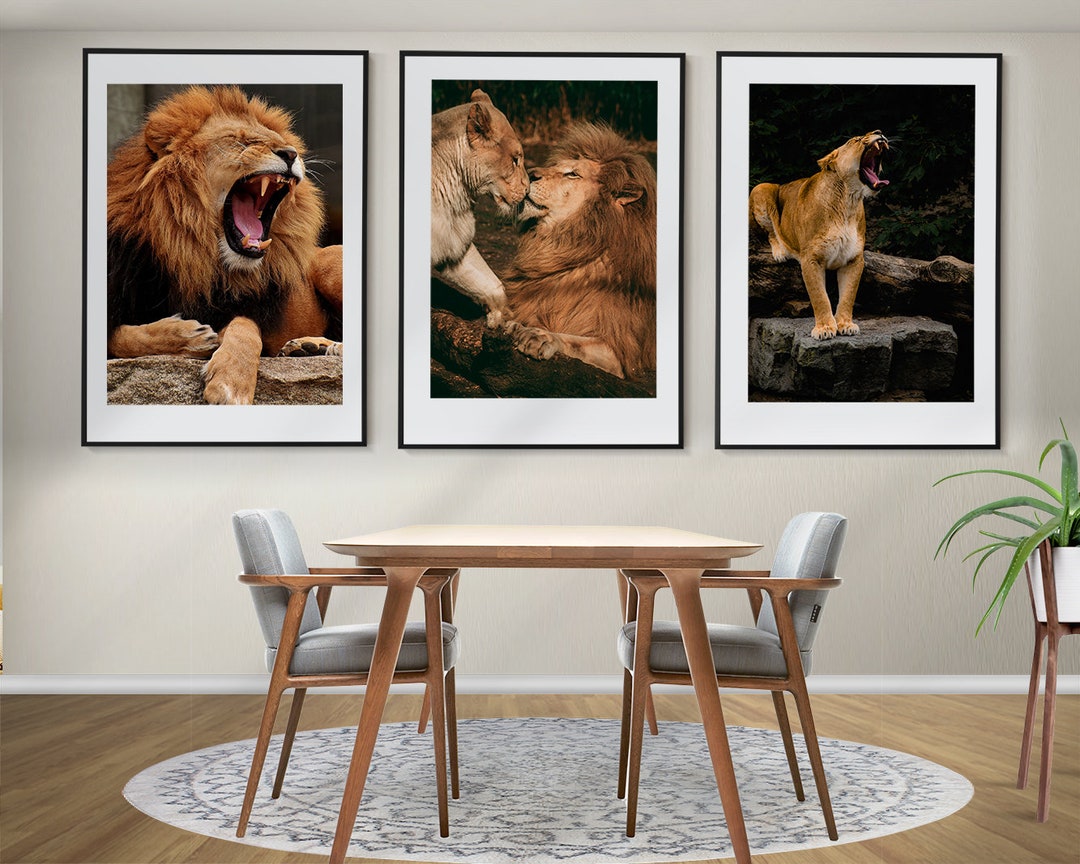 Lions Set of 3 Posters, Lions Photo, Lions Prints, Wild Animals Wall ...