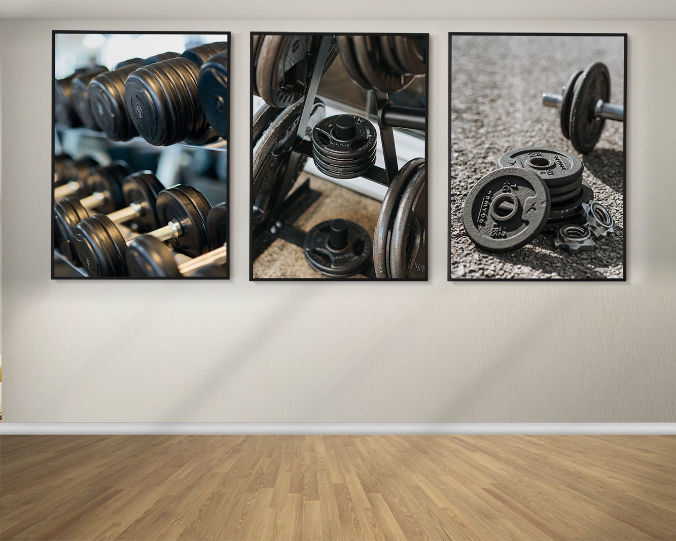 Fitness Set of 3 Posters, Fitness Wall Art, Weightlifting Prints, Framed Wall Art, Gym Wall ...