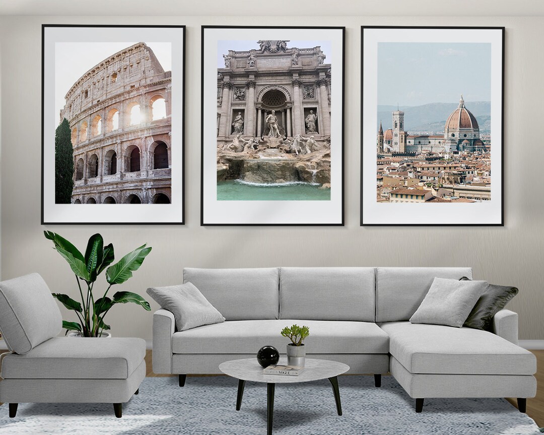 Italy Set of 3 Posters, Colosseum, Pisa Tower, Florence, Italy Wall Art ...