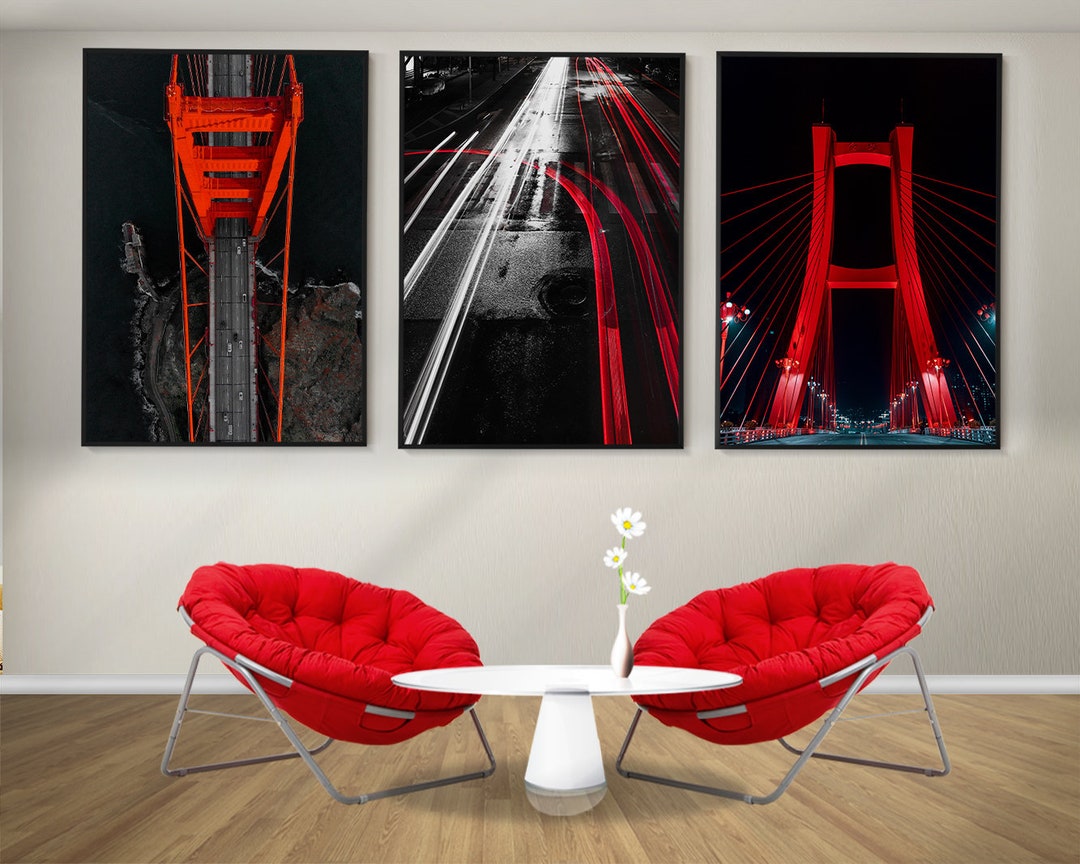 Bridges Wall Art, Bridges Set of 3 Posters, Modern Aerial Photography ...