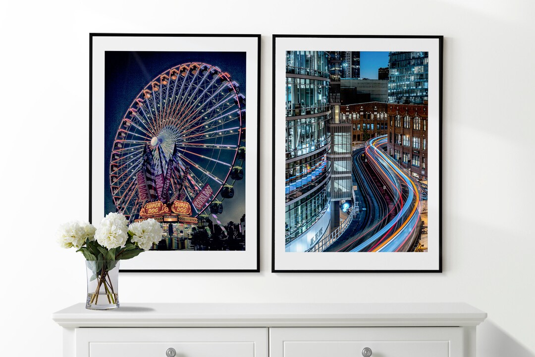 Night City Wall Art, Megapolis Set of 2 Posters, City Skyline, City ...