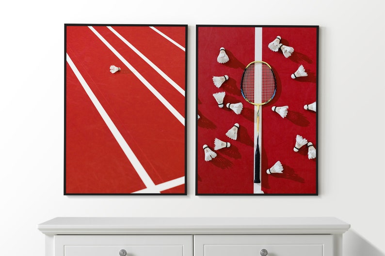 Badminton Wall Art, Badminton Set of 2 Posters, Badminton Gifts, Framed ...