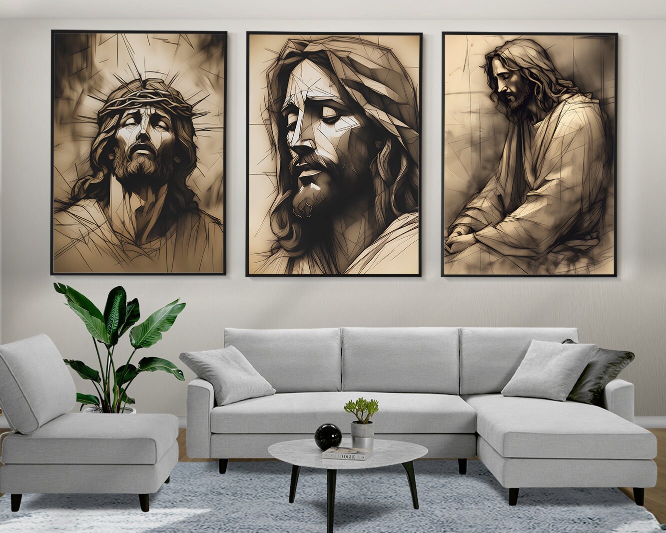 Jesus Christ Art , Religious Print Art, Christianity Wall Decor, Set of ...