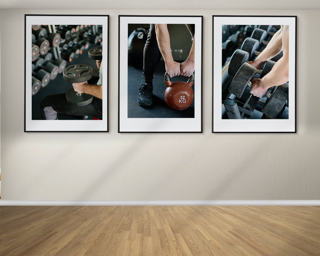 Workout Set of 3 Posters, Fitness Wall Art, Weightlifting Prints ...