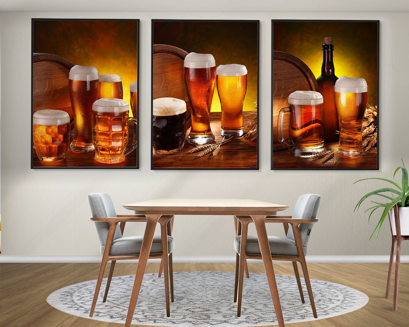 Beer Wall Art, Beer Set of 3 Posters, Beer Prints, Framed Wall Art ...