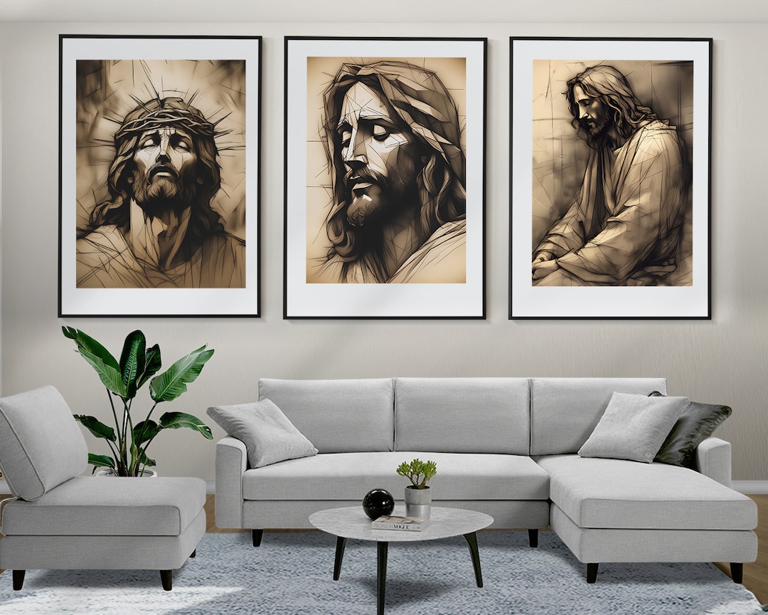 Jesus Christ Art , Religious Print Art, Christianity Wall Decor, Set of ...