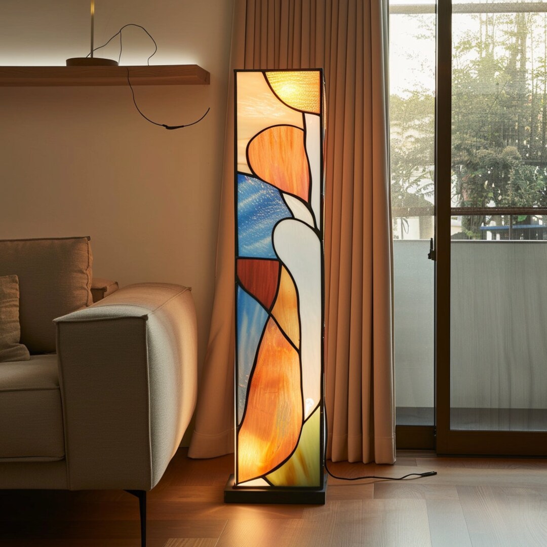 Modern Home Decor One of a Kind Stained Glass Floor Lamp, Art Deco ...