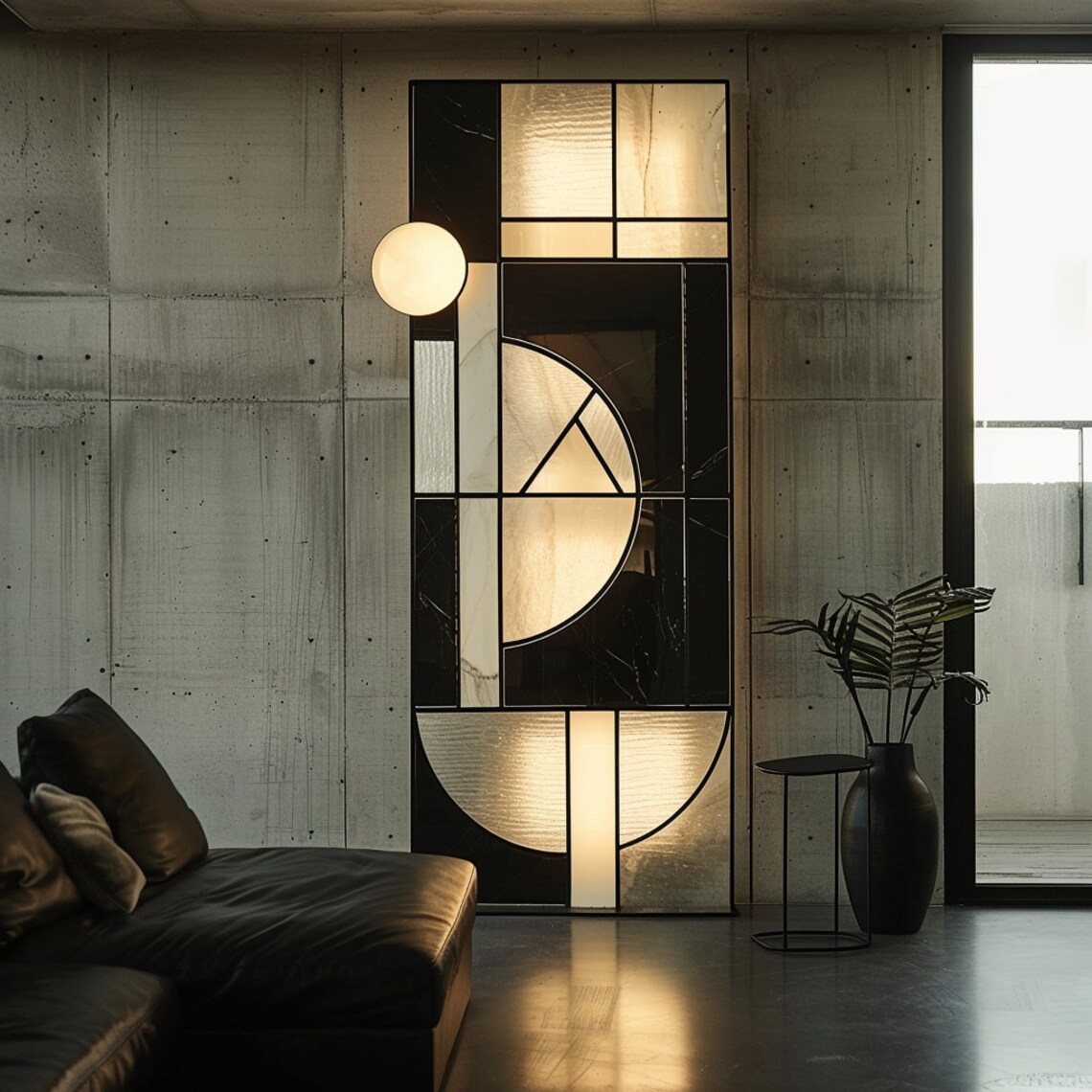 Modern Mid-century Home Stained Glass Design With Lights, Home Art Deco ...