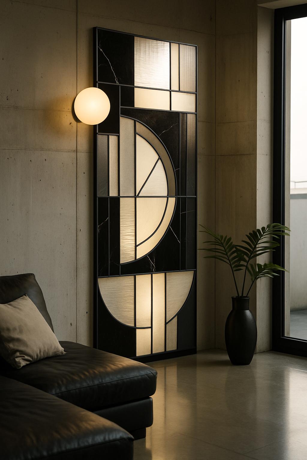 Modern Mid-century Home Stained Glass Design With Lights, Home Art Deco ...