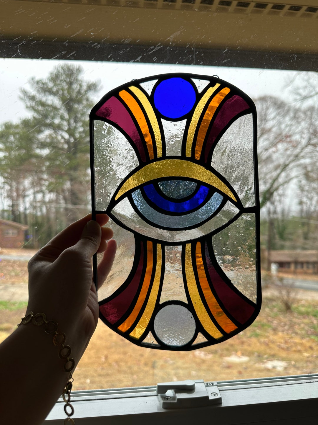 Handmade Evil Eye Stained Glass Sun Catcher | Great Gift | Glass Decor ...