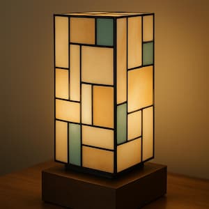 Modern Stained Glass Table Lamp – Handmade Geometric Nightstand Light ...