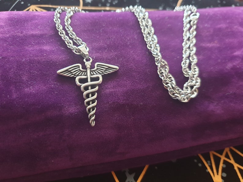 Snake Caduceus/scepter Angel Wings Pendant/medicine Symbol - Etsy Australia