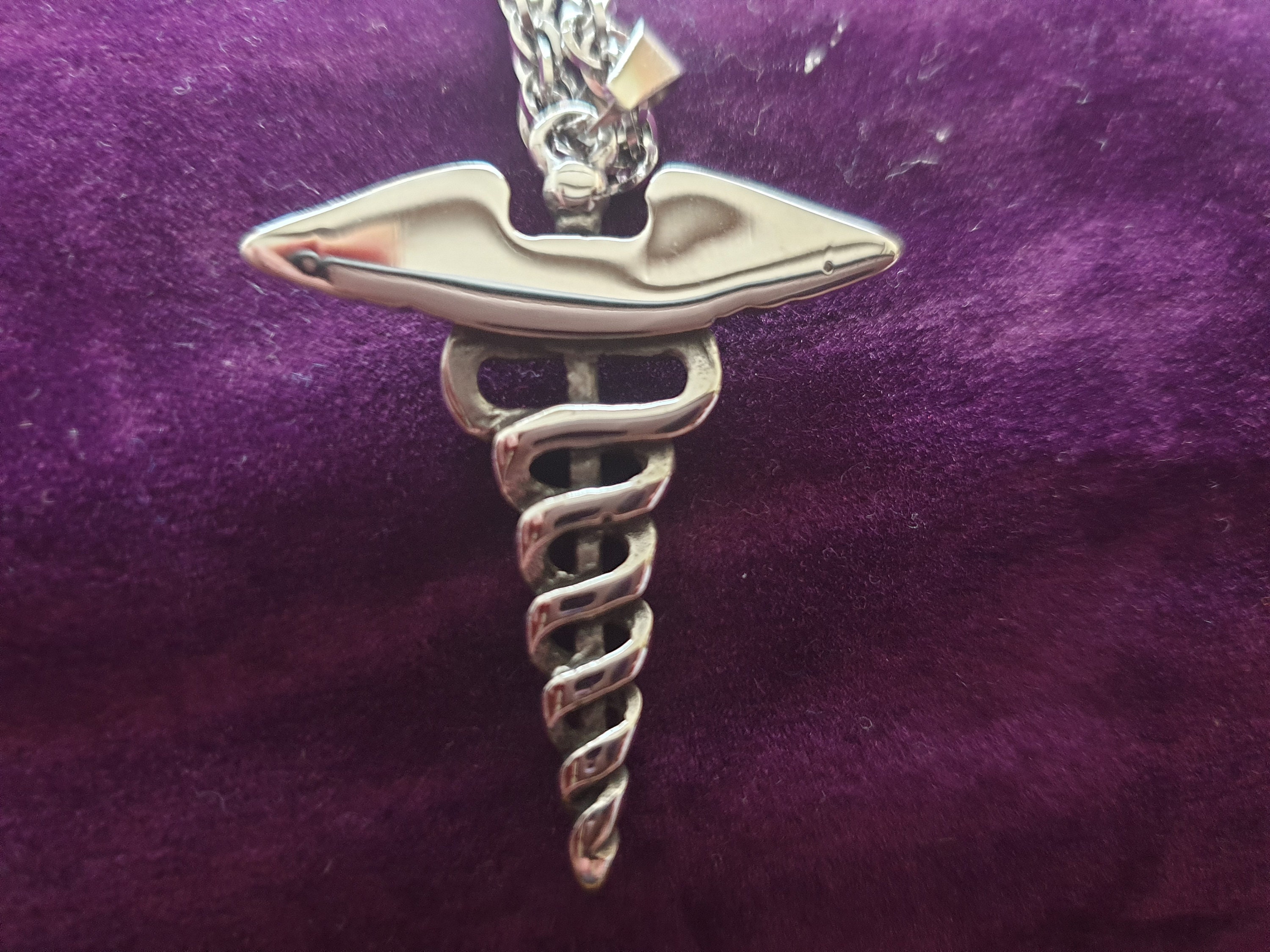Snake Caduceus/scepter Angel Wings Pendant/medicine Symbol - Etsy Australia