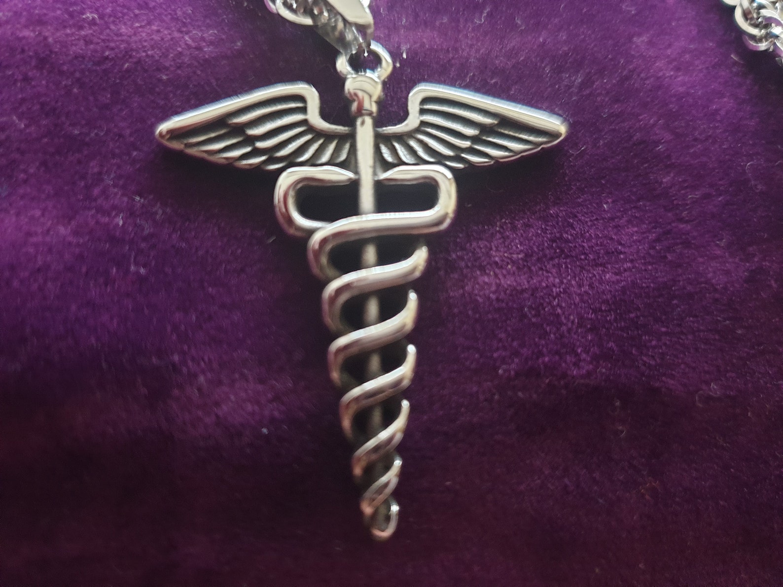 Snake Caduceus/scepter Angel Wings Pendant/medicine Symbol - Etsy Australia