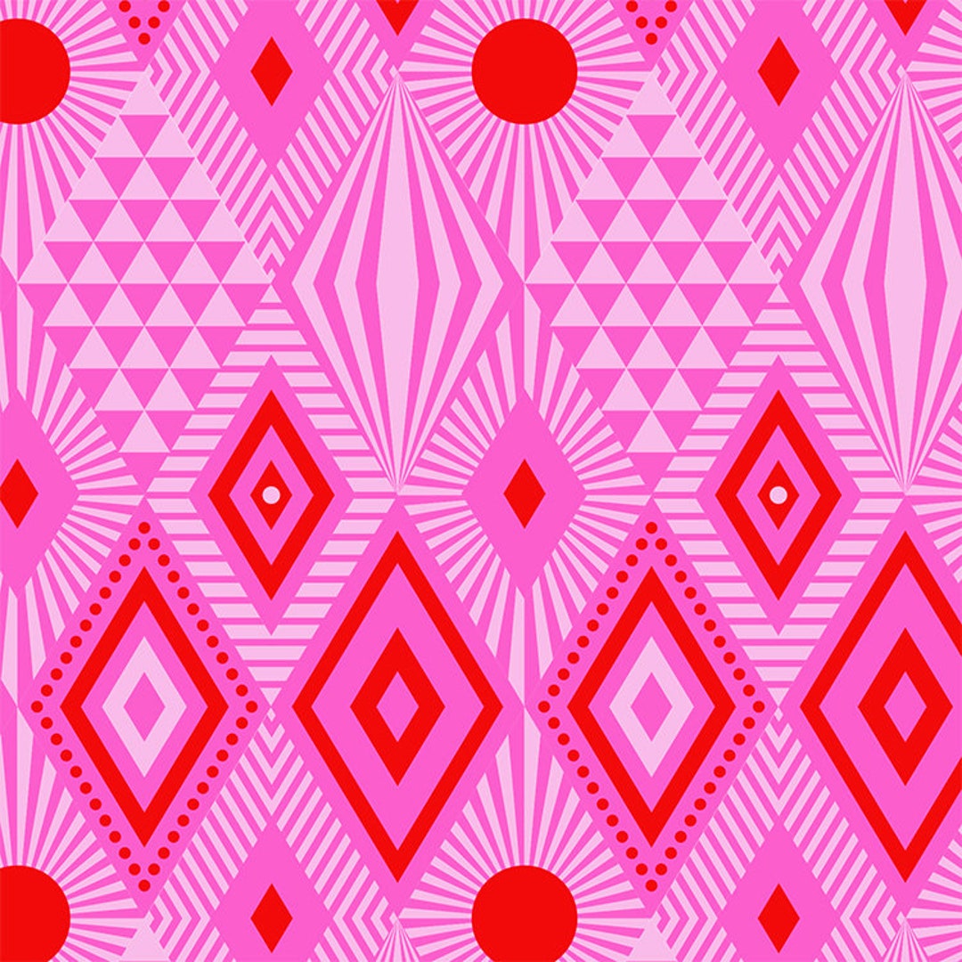 Tula Pink Rare HTF OOP FQ Slow and Tabby Road Lucy in Strawberry Fields ...