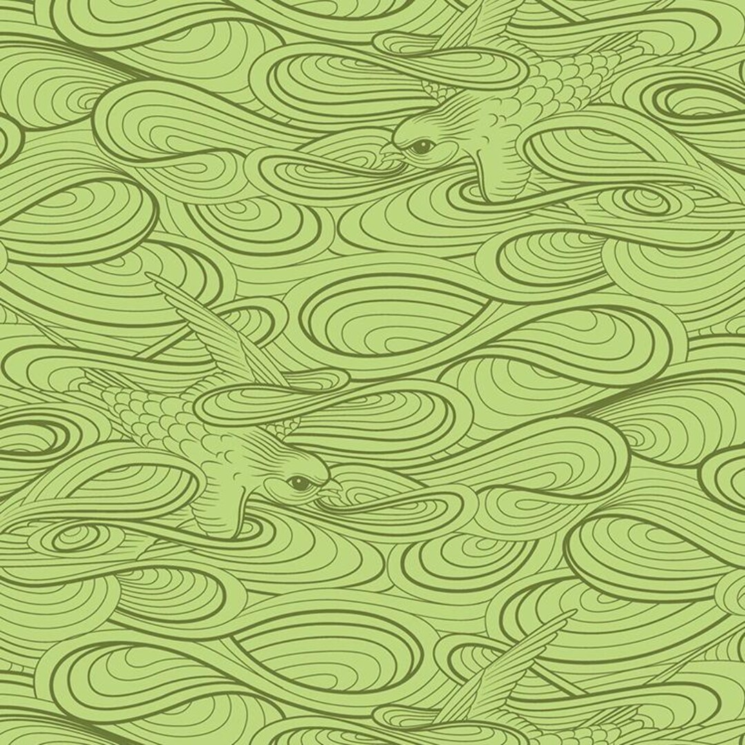 Tula Pink the Birds and Bees Swallow Skies Green FQ - Etsy