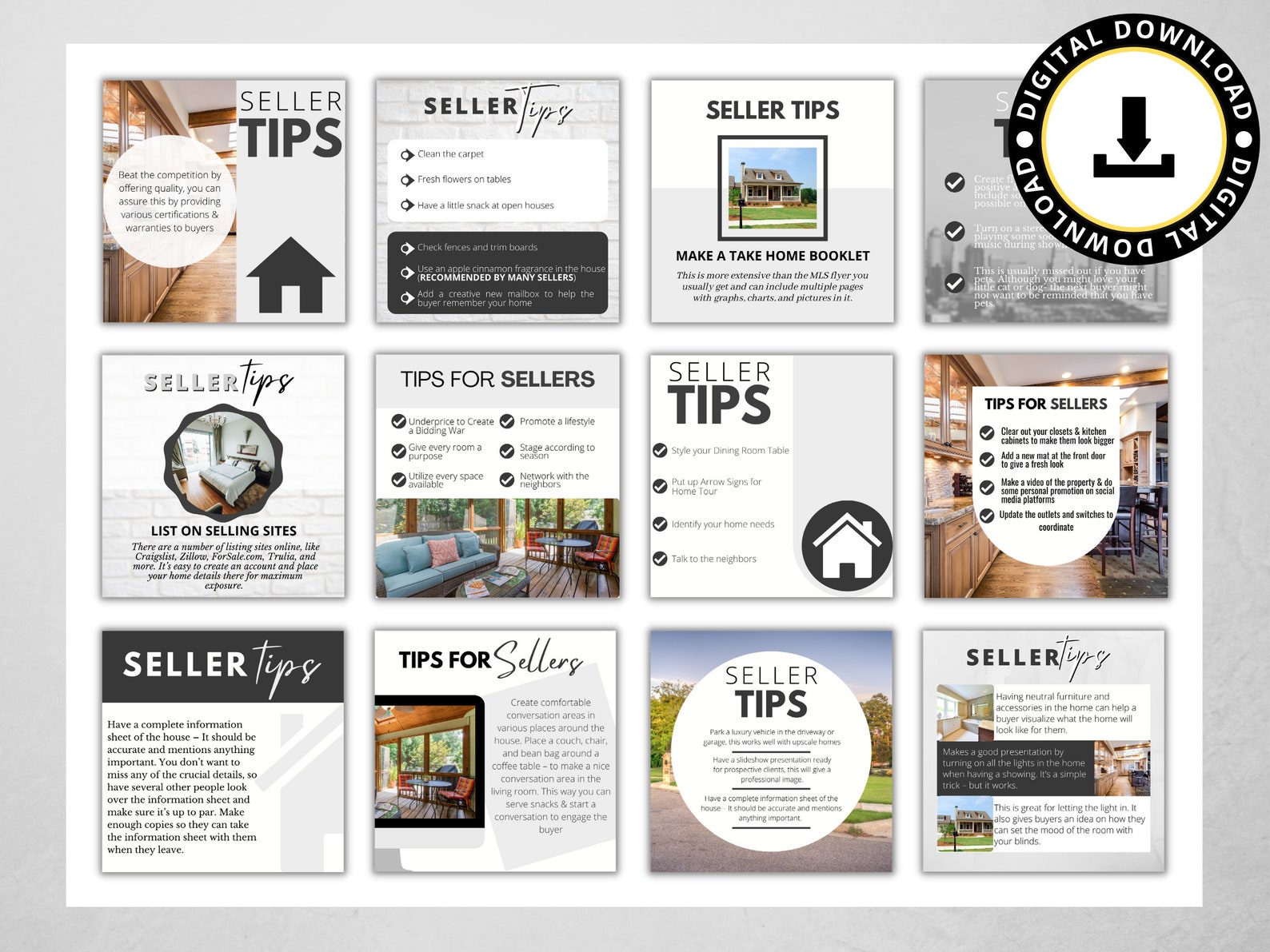 50 SELLING TIPS Real Estate Templates black Instagram Templates realtor ...