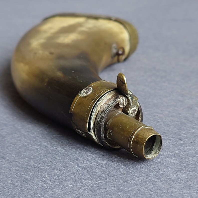 Antique Swedish Powder Horn Cow Horn Brass Fittings and Valve - Etsy