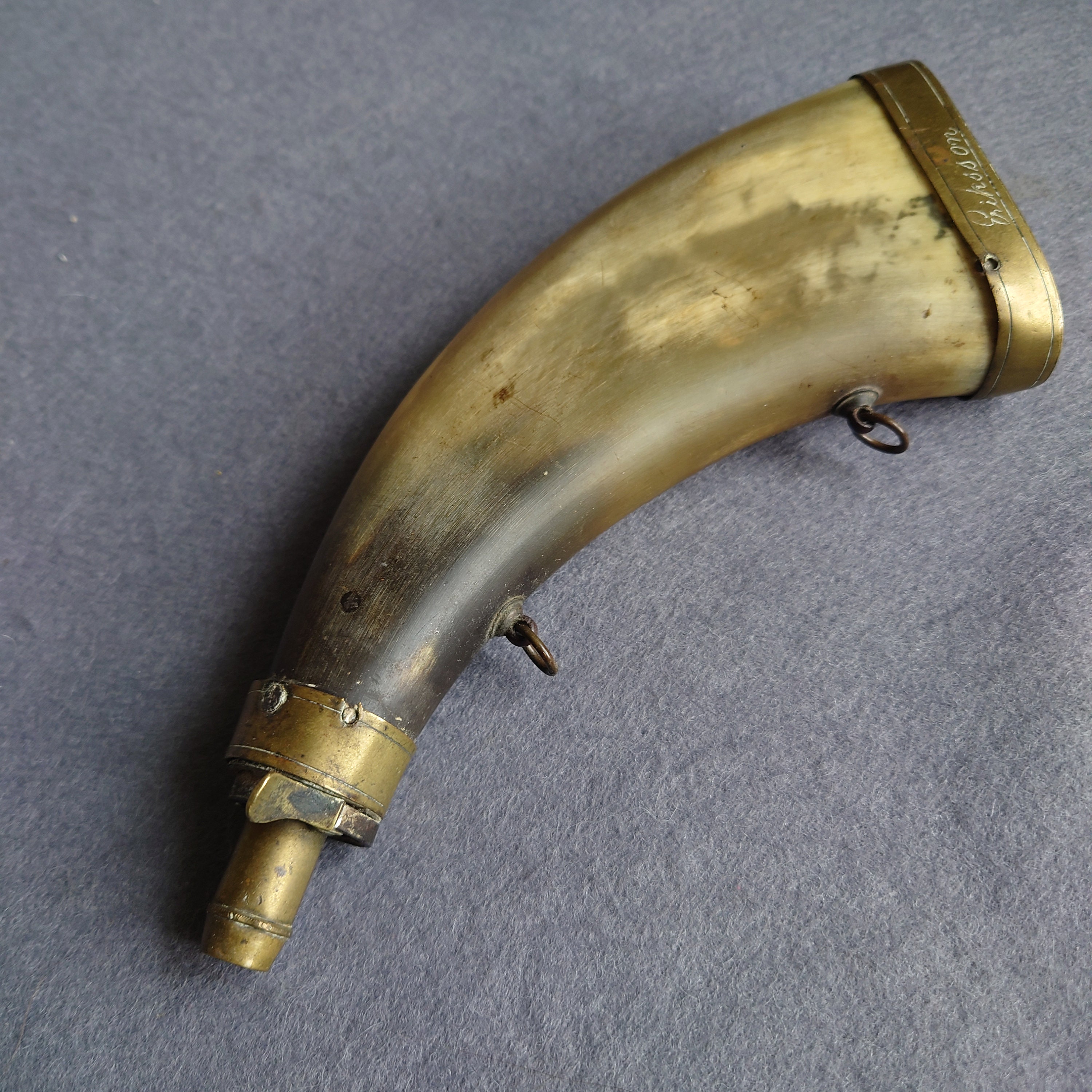 Antique Swedish Powder Horn Cow Horn Brass Fittings and Valve - Etsy