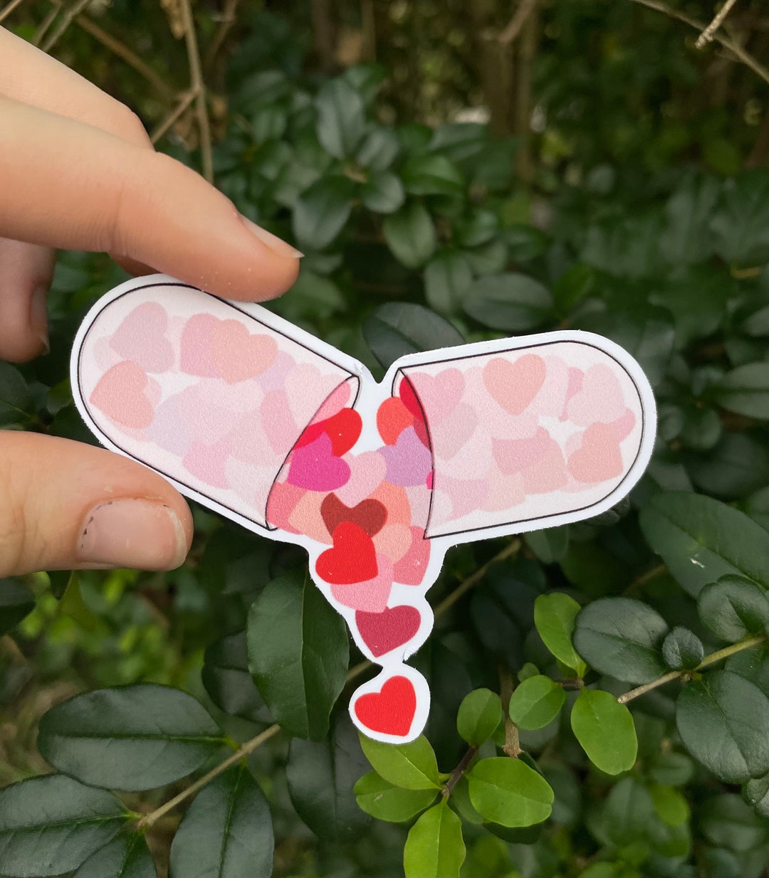 Heart Capsule Sticker | Valentine's Day, Heart Pill Capsule, Love - Etsy