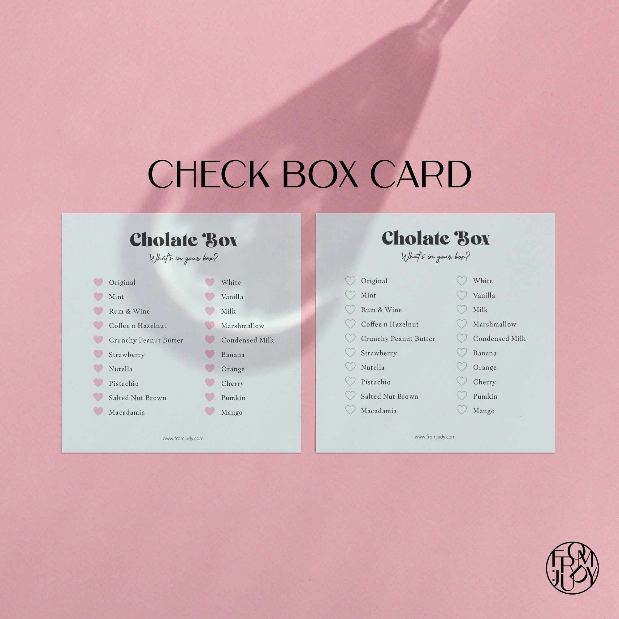 Check Box Square Cardheart Check Boxmenu Cardsquare Letter - Etsy