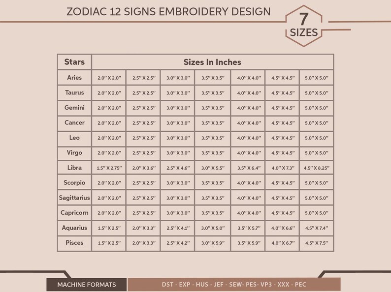 Zodiac Signs Embroidery Design. Astrology Embroidery Design Aquarius ...