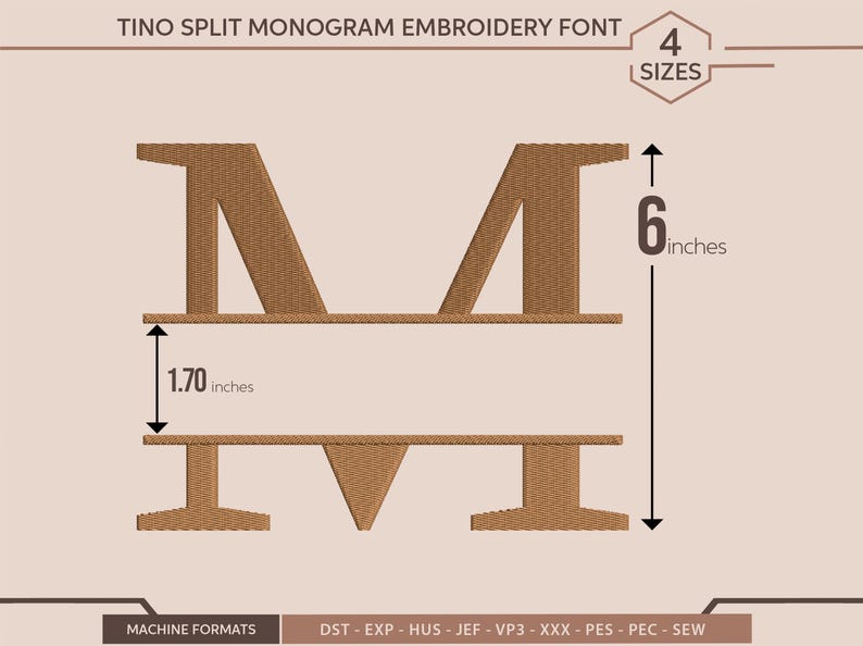 Split Letter Monogram Embroidery Font: 6 Sizes (digital Download) - Etsy