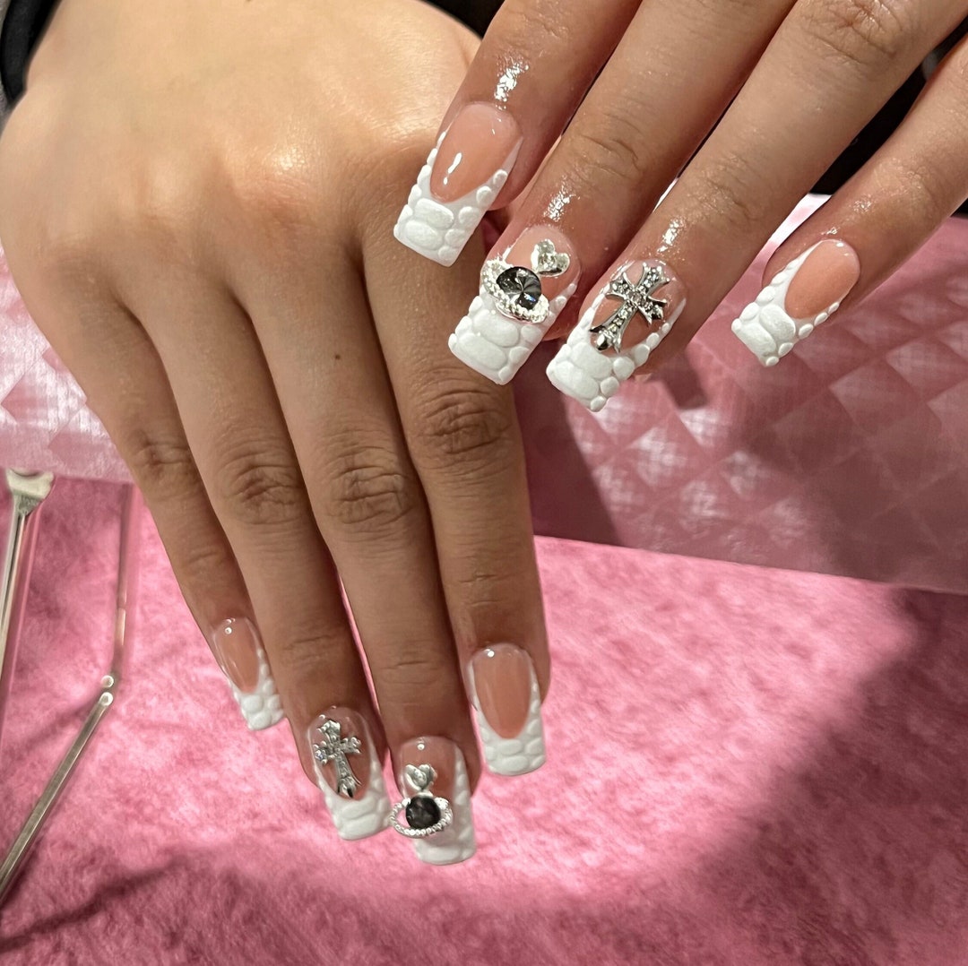 3D Croc French Tip Press on Nails - Etsy