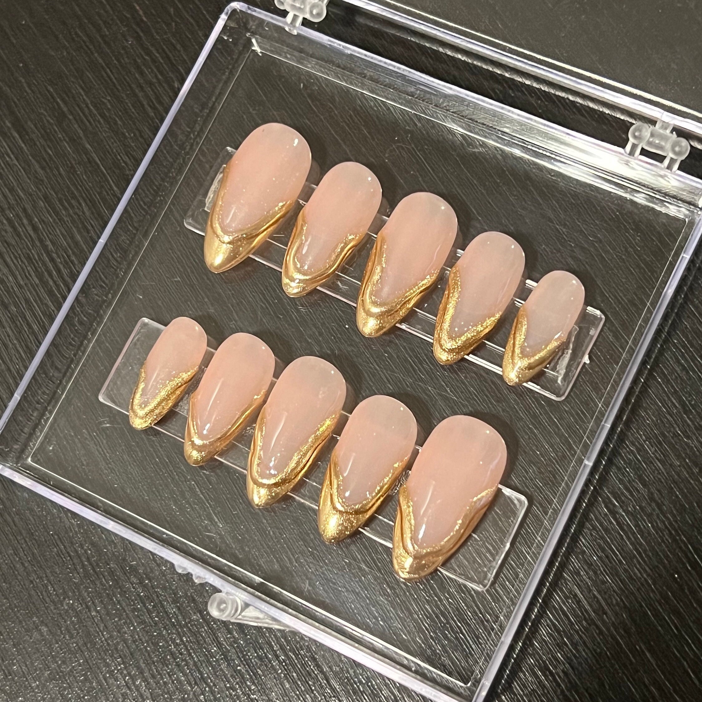 3D Gold Chrome Tips Press on Nails - Etsy