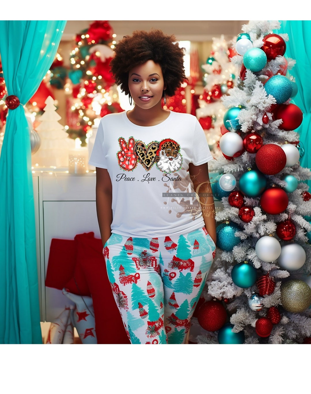 Black Family Christmas, Black Santa Shirt, Peace Love Christmas Shirt ...