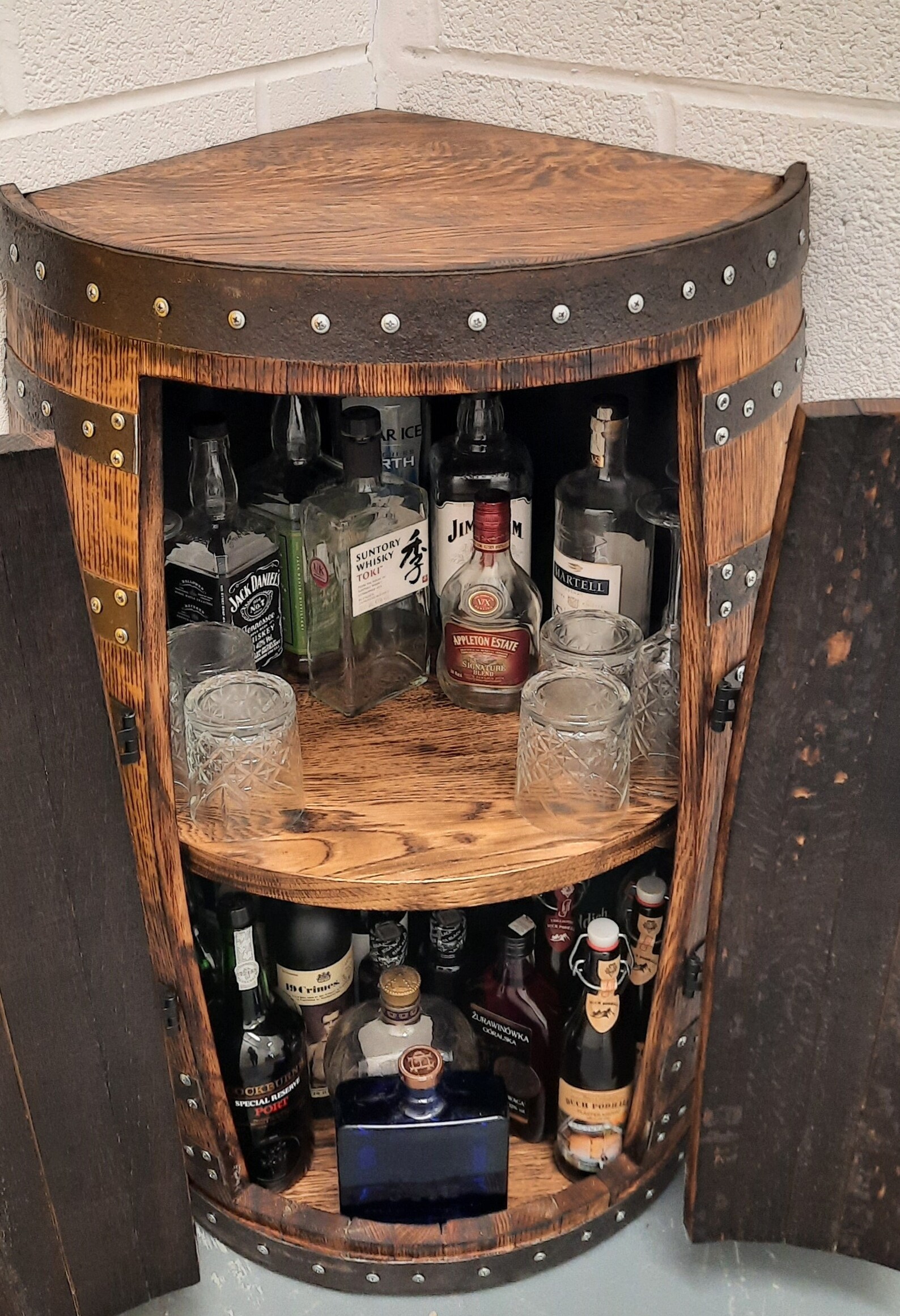 CORNER Barrel Bar_solid Oak Whisky Drinks Cabinet_handcrafted - Etsy