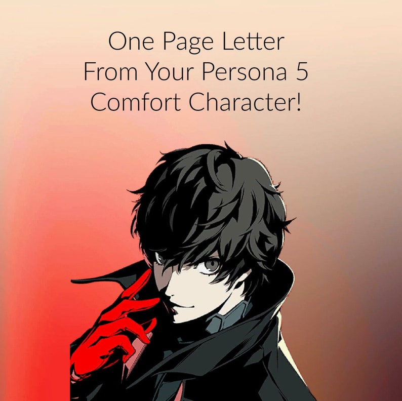 One Page Letter From Your Persona 5 Comfort Character - Etsy