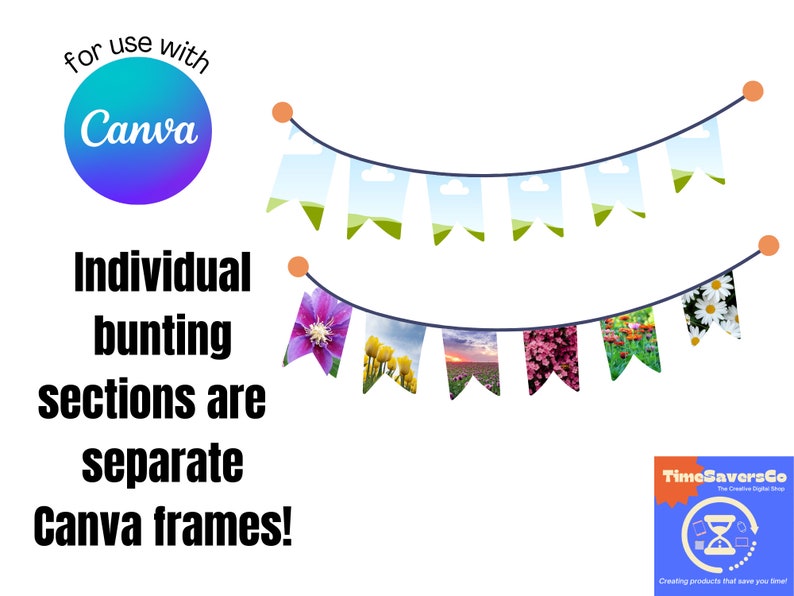Bunting Canva Frame, Fully Editable Bunting PNG Creator, Digital ...