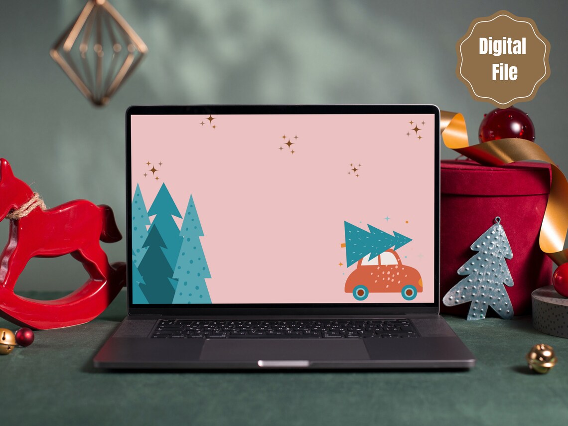 Boho Christmas Desktop Wallpaper Boho Christmas Print - Etsy