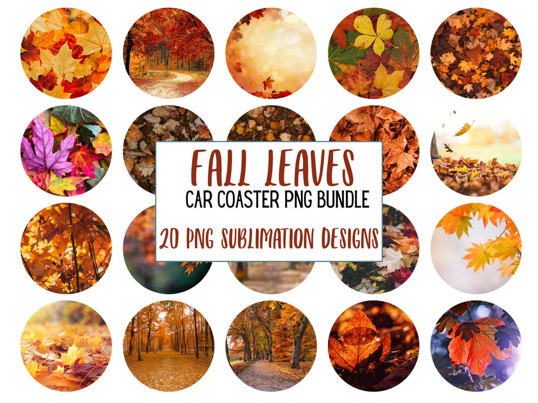Fall Leaves Car Coaster PNG, Background Sublimation File, Autumn ...