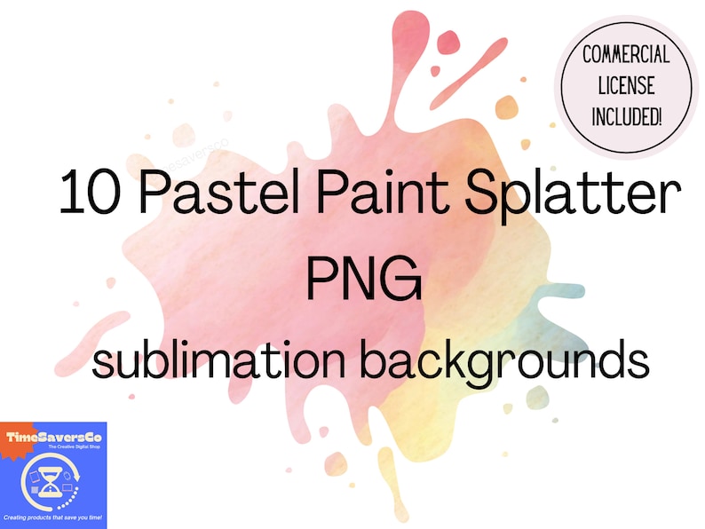 Pastel Paint Splat Sublimation Background PNG Bundle Paint - Etsy