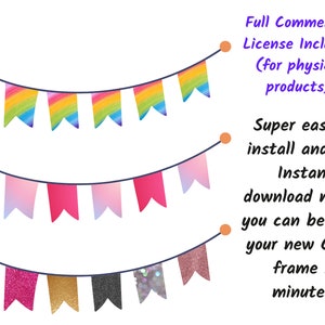 Bunting Canva Frame, Fully Editable Bunting PNG Creator, Digital ...