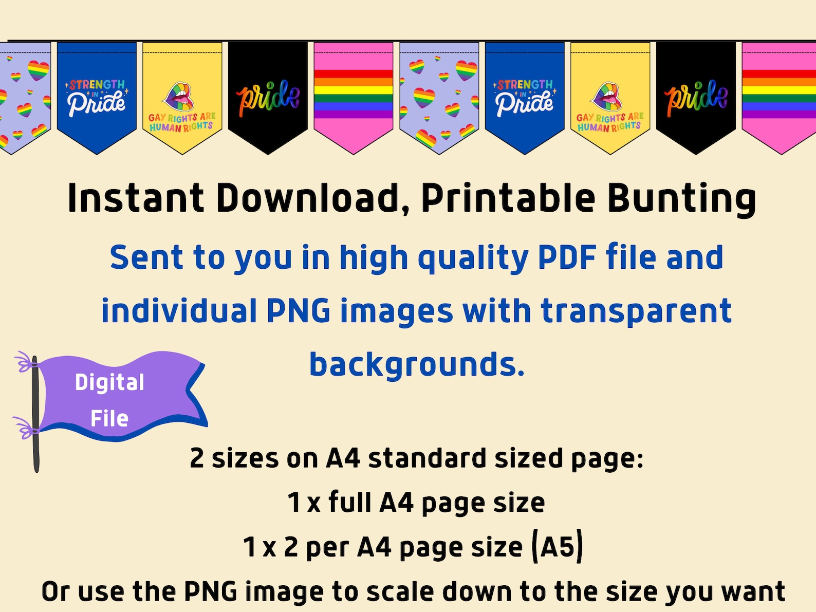 Pride Party Decorations, Pride Flag Printable Bunting Instant Download ...